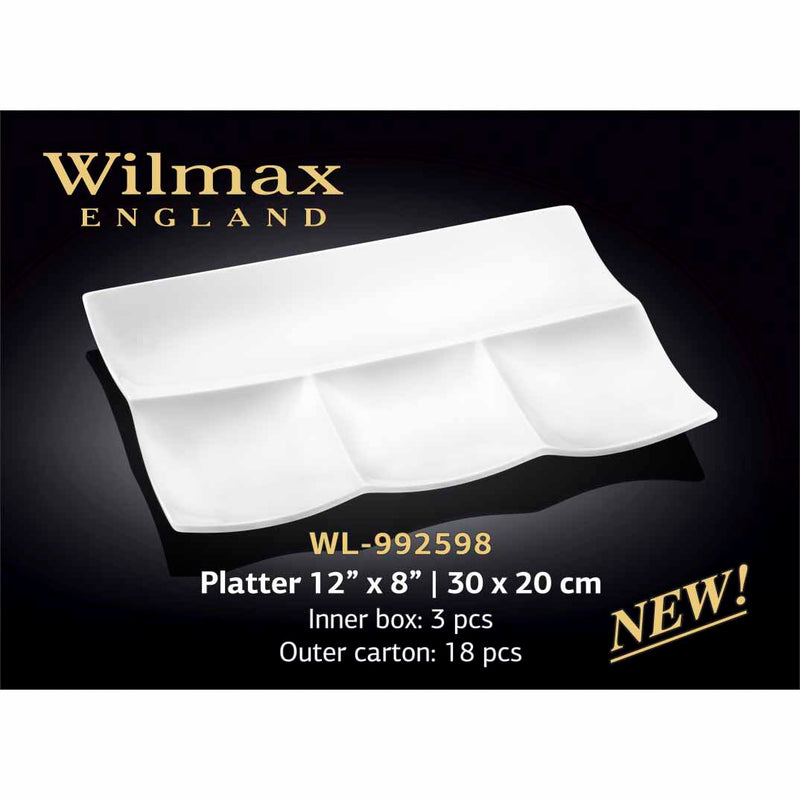 12" X 8'' | 30 X 20 CM PLATTER - WHITE - WILMAX # WL-992598 - Kung Kai ...